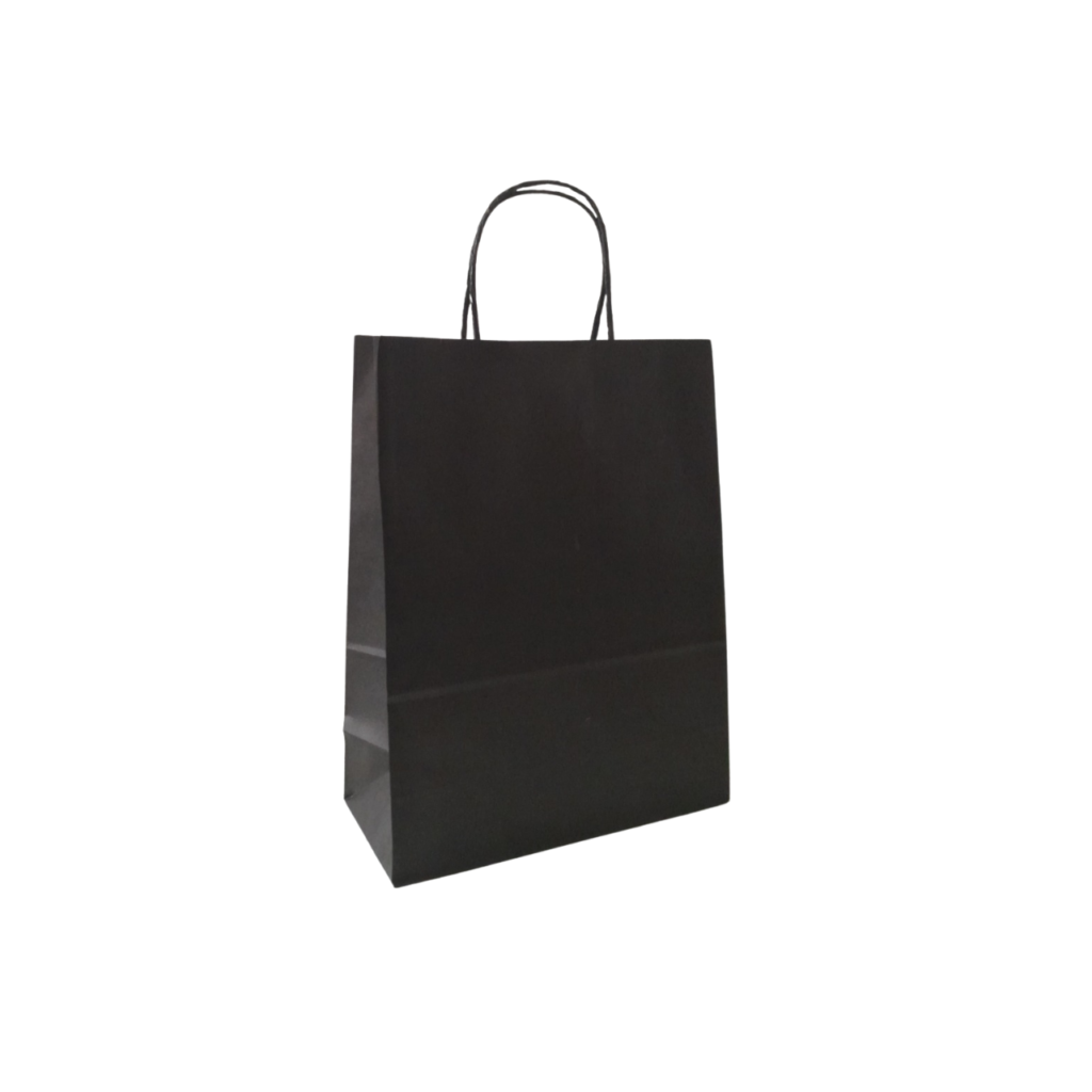 Kit de Sacolas de Papel - Kraft Cor Preta Com Alça Preta – Tamanho M ...